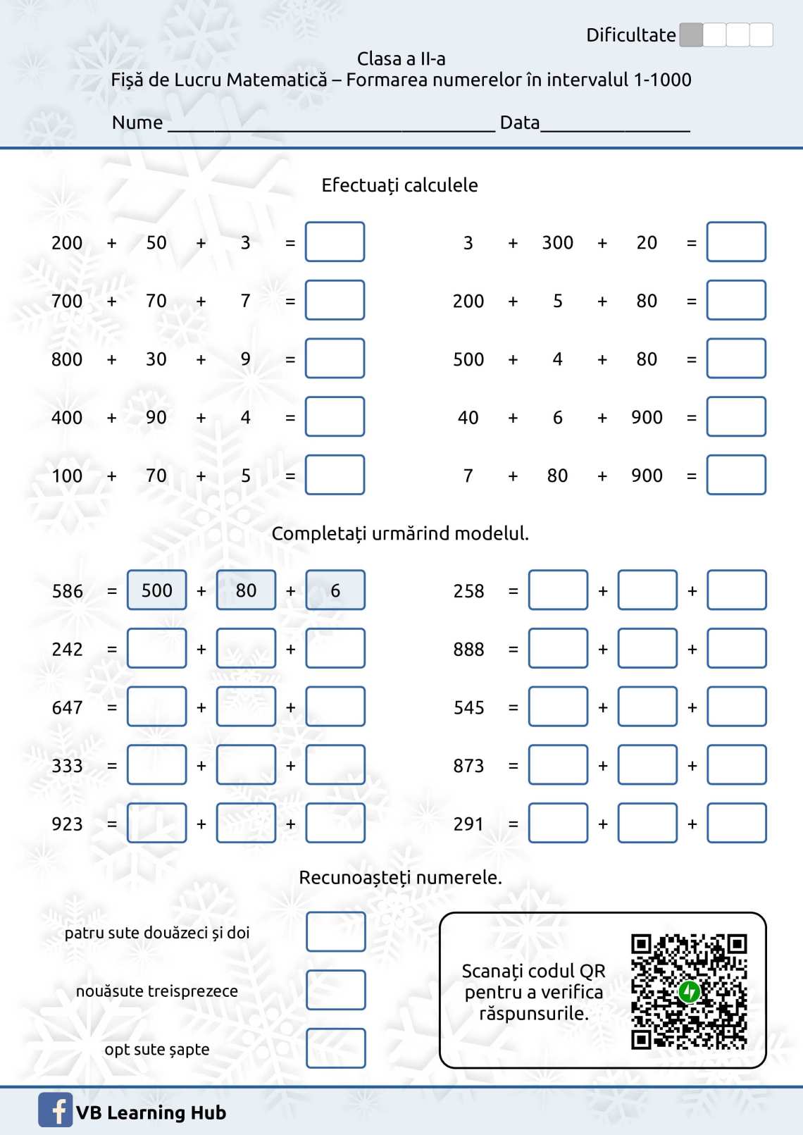 Clasa a II-a. Fișă de lucru Matematică. Formarea numerelor în ...