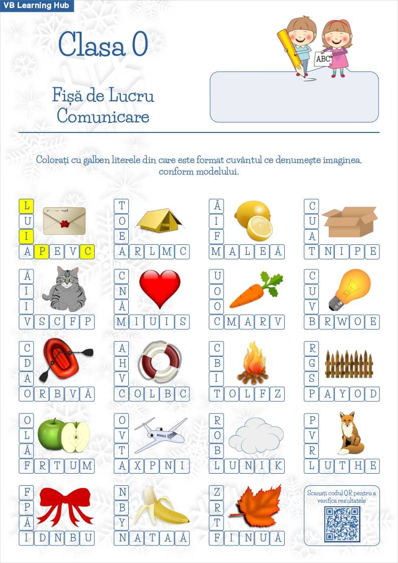 Clasa Pregătitoare. Fișă de Lucru Comunicare. – VB Learning Hub