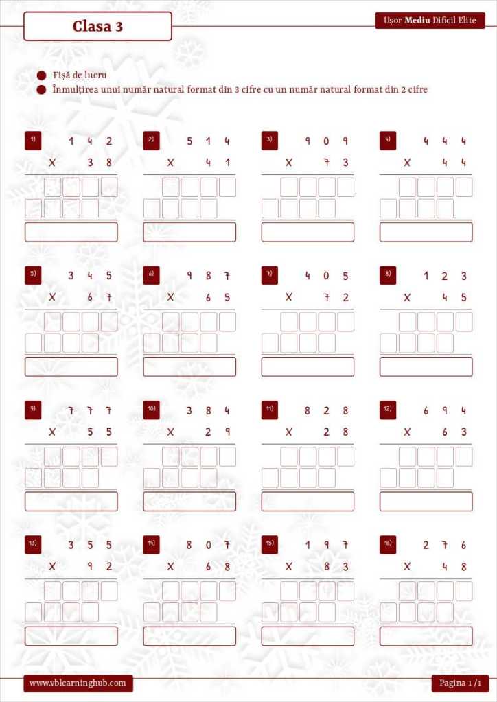 Clasa 3. Înmulțirea unui număr natural format din 3 cifre cu un număr ...