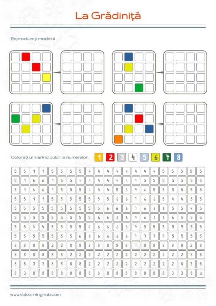 La Grădiniță. De colorat pe numere, reproducere model. – VB Learning Hub