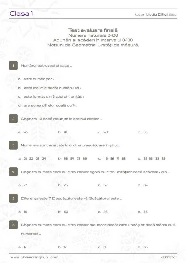 Clasa 1. Test evaluare finală matematică. Conține 3 pagini – mediu ...