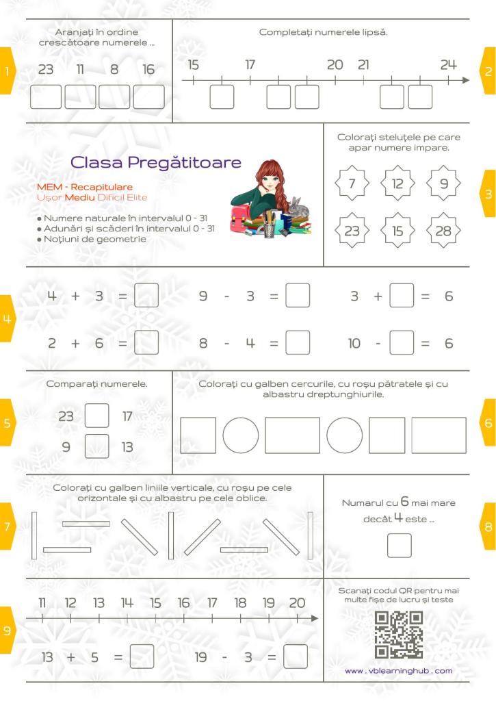 Clasa Pregătitoare. Test evaluare finală matematică. Recapitulare – VB ...